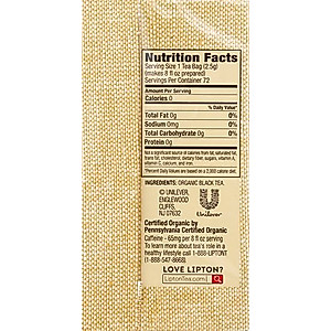 Lipton Black Tea Bags, Hot or Iced, 72 Count