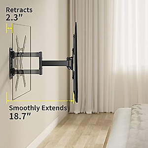 TV Wall Mount for Most 26-60 inch Flat/Curved TVs up to 77lbs, Full Motion Wall Mount TV Braket with Articulating arm Swivel Tilt Extension, Single Stud Corner TV Monitor Mount Max VESA 400x400mm