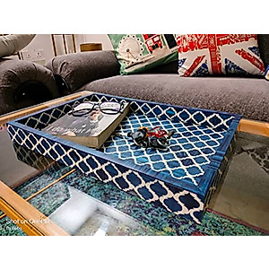 Collectibles Buy Bone Moorish Moroccan Inlay Tray Handmade Damask Blue & White All Purpose Serving Tray Designer Royal Trays Home Decorative … (Blue)