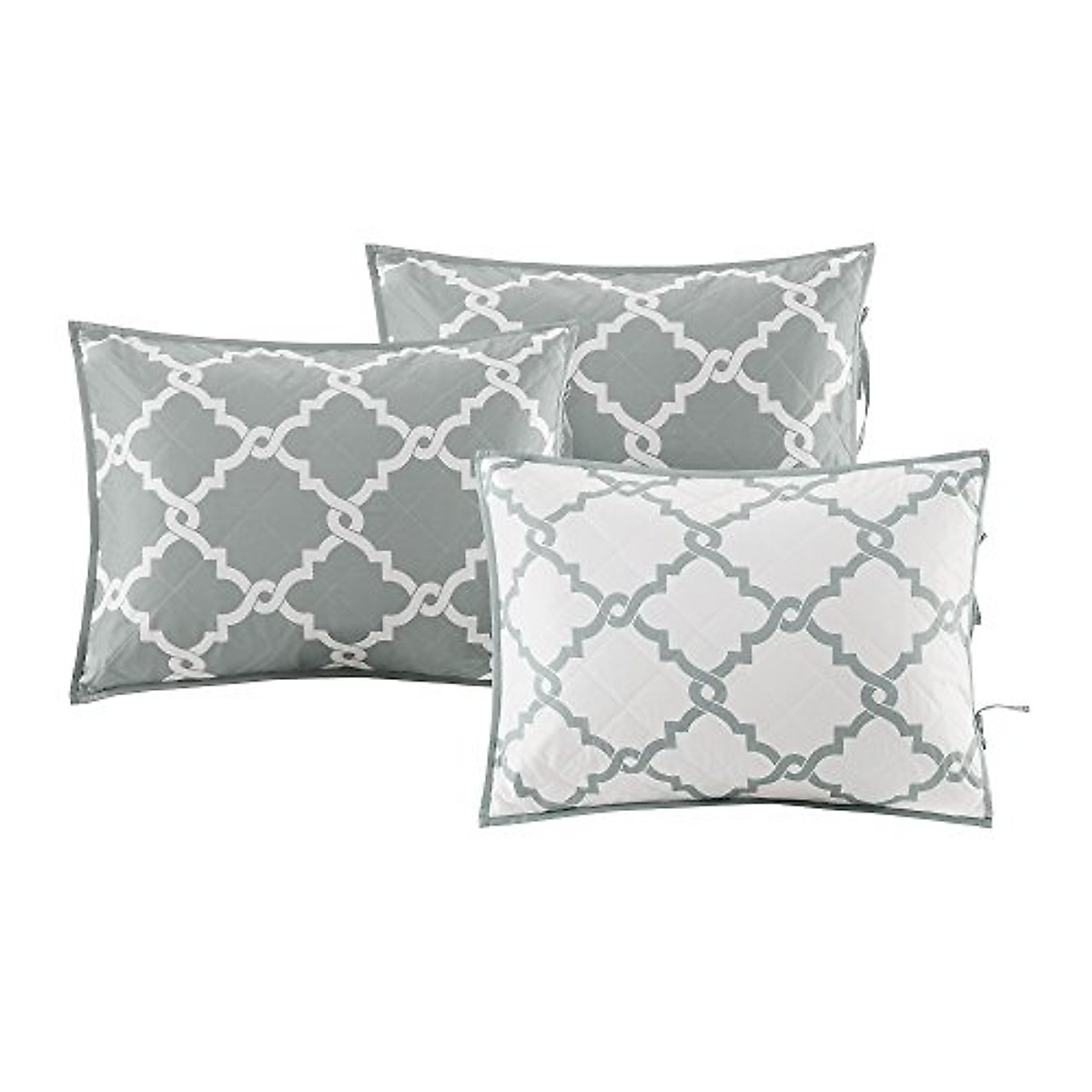 Madison Park Essentials Merritt Reversible Daybed Cover-Fretwork Print, Diamond Quilting All Season Cozy Bedding with Bedskirt, Matching Shams, Decorative Pillow, 75"x39", Grey 6 Piece