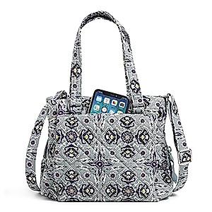 Vera Bradley Women's Cotton Mini Multi-compartment Crossbody Purse, Plaza Tile - Recycled Cotton, One Size
