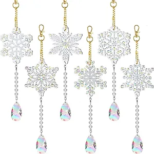 MJFUNTXY 6 Sets Christmas Snowflakes Diamond and Painting Ornaments 5D Winter Christmas Snowflakes Painting Kits Diamond Art Christmas Ornaments Winter Hanging Christmas Pendant DIY Wind Chime Decora