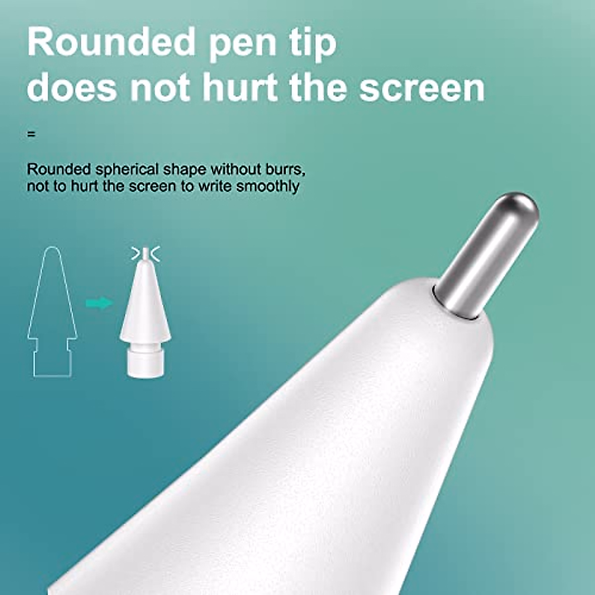 6 Pack [Pen Like] Pencil Tips for Apple Pencil 1st 2nd Generation Replacement Nibs No Wear Out Durable Fine Point Tip Compatible for Apple Pen White