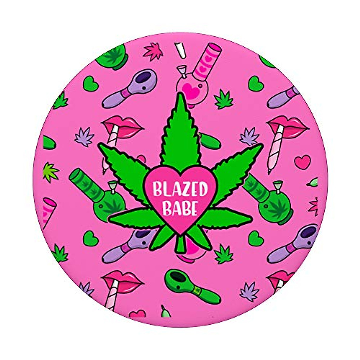 Pink Stoner Girl Weed Phone Grip Cute Marijuana 420 Gift PopSockets PopGrip: Swappable Grip for Phones & Tablets