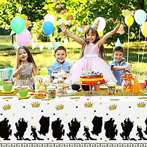 Unbess 3Pcs Wild One Tablecloths for 1st Birthday Party Decorations Baby Shower Plastic Disposable Rectangle Jungle Safari Animal Gold Black Table Covers Rectangle Woodland Supplies, 54 x 108 Inch