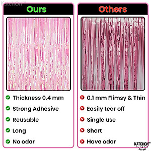 KatchOn, XtraLarge Pink Iridescent Fringe Curtain - 3.2x8 Feet | Iridescent Backdrop for Iridescent Party Decorations | Pink Birthday Decorations | Pink Fringe Backdrop for Pink Party Decorations