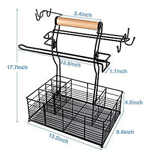 DGD BBQ Grill Caddy, Outdoor Kitchen Accessories for Camper, Condiment Organizer with Paper Towel Holders, Utensil Caddy for Storage of Picnic Supplies and Condiments, Camper Must Haves, Camping Gifts