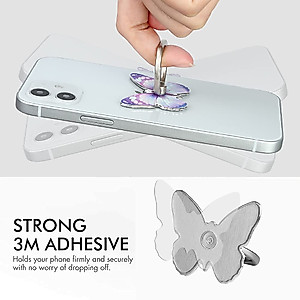 LSL Cute Butterfly Cell Phone Ring Holder 360°Rotation Metal Finger Stand Kickstand Universal Compatible with iPhone Samsung Galaxy LG Google Pixel iPad Three Pack Green Pink Purple Pretty Butterfly
