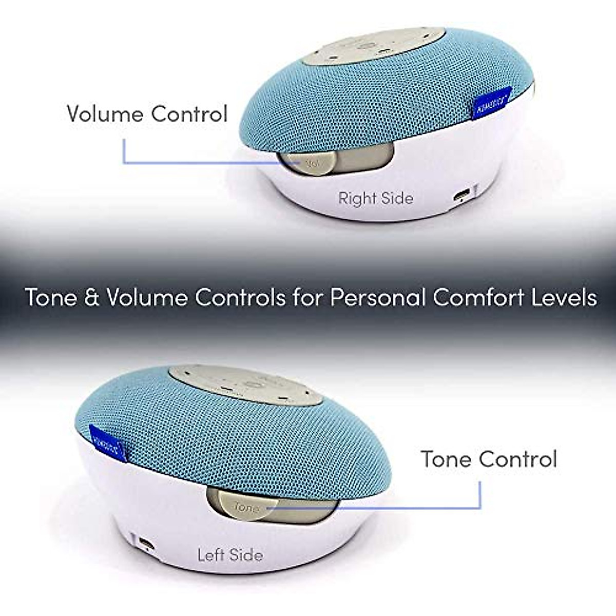 Homedics Deep Sleep Mini Portable Sleep Sound Machine, Blue, Sound Machine with 5 Soothing Sounds and 3 Sleep Therapy Programs, Rechargeable Sound Therapy for Home, Office, Nursery, Auto-Off Timer