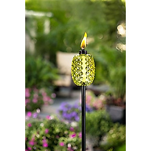 TIKI Green Brand Convertible Torch Glass Pineapple Outdoor Decorative Lighting for Lawn Patio Garden, 65 in, 1117095