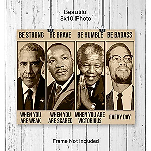 Inspirational African American Wall Art & Decor - Be Strong Be Brave Be Badass - Classroom Decor - Positive Motivational Quotes - Black Culture - Black Pride - Afro American, Black Men, Boys Poster