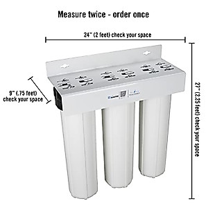 Home Master Whole House Three Stage Water Filtration System with Fine Sediment, Iron and Carbon, Blue
