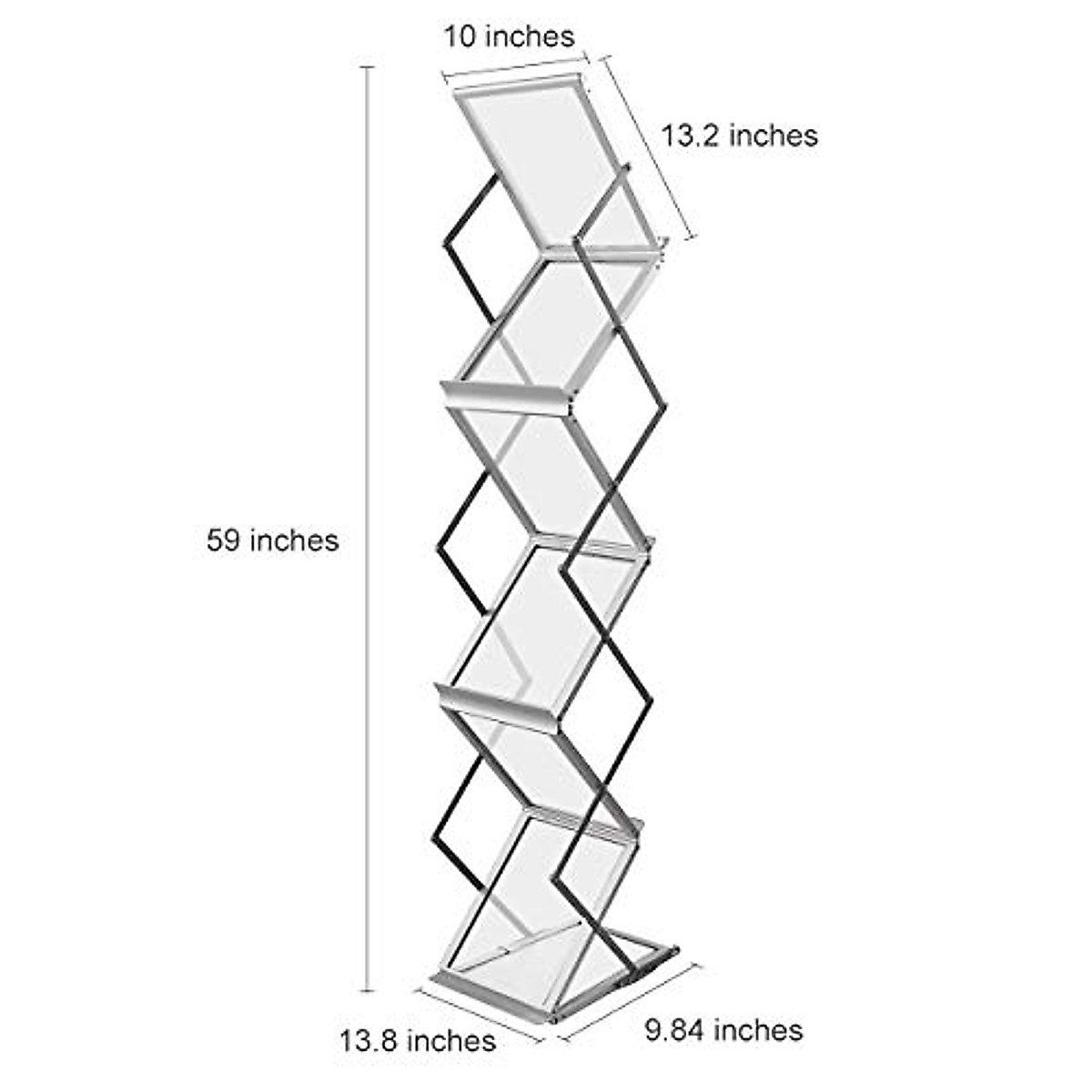 HUAZI Foldable Magazine Rack Brochure Stand Catalog Literature Rack Portable 6 Pockets with Carrying Bag for Trade Show Exhibitions Office Retail Store