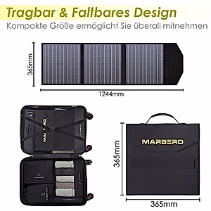 MARBERO 60W Foldable Solar Panel for Portable Power Station Solar Generator Portable Solar Panel QC3.0/PD 60W USB Port DC Output(10 Changeable Adapters) for Home, Camping, Travel, RV Trip