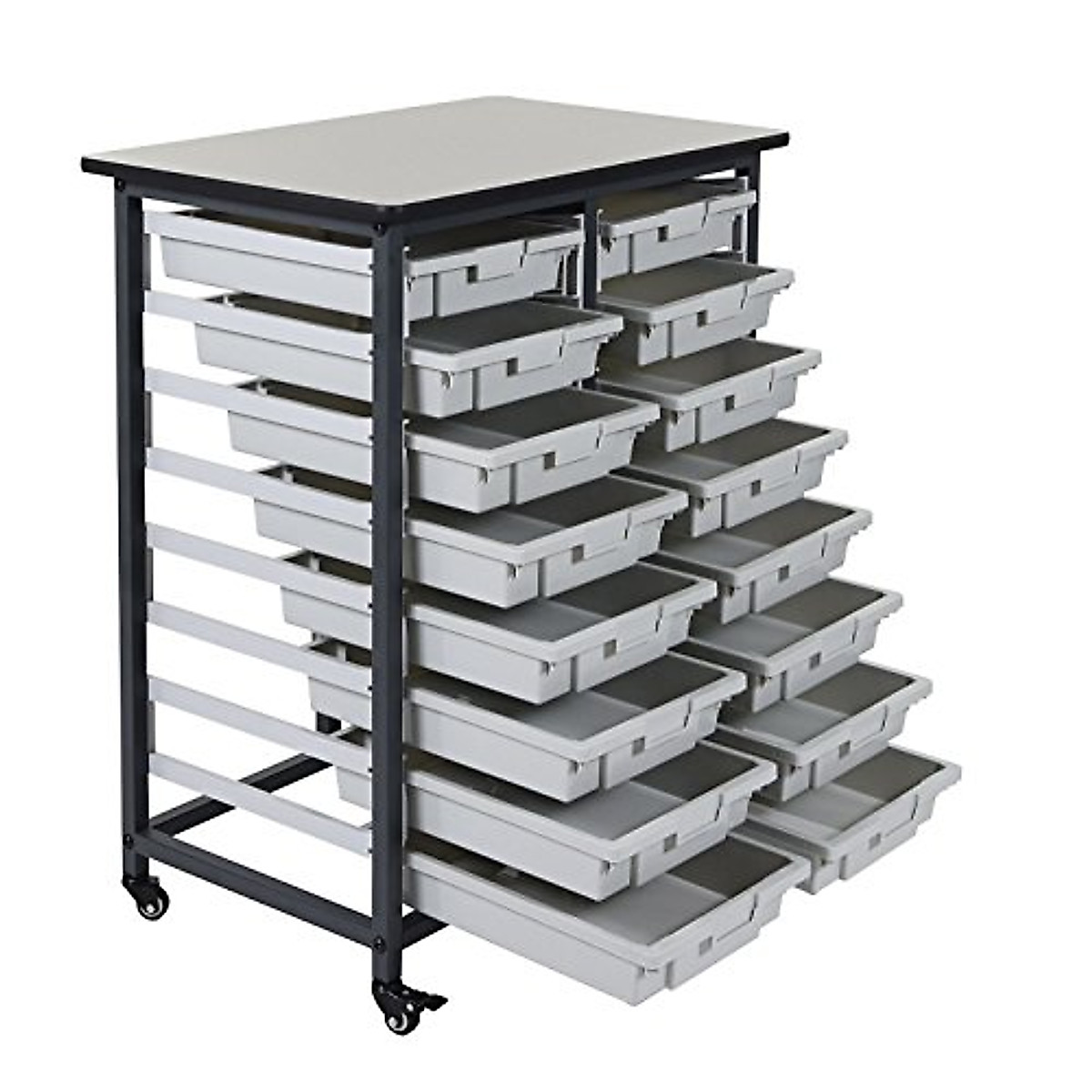LUXOR MBS-DR-16S Mobile Bin System - Double Row Grey 20 L x 30 75 W x 37 5 H
