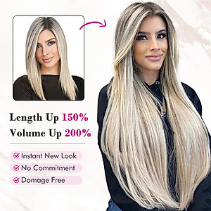 REECHO 28" Straight Super Long 4 PCS Set Thick Clip in on Hair Extensions Natural Black