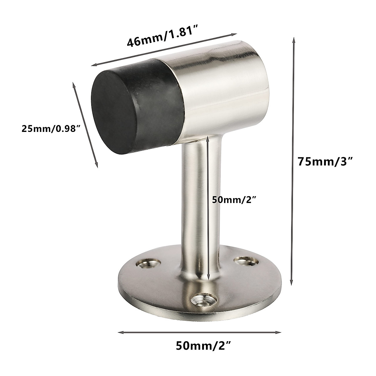 TOPHOME Floor Mount Door Stop Heavy Duty Door Stopper with Rubber Bumper Stainless Steel Brushed Nickel 3 Inch Height
