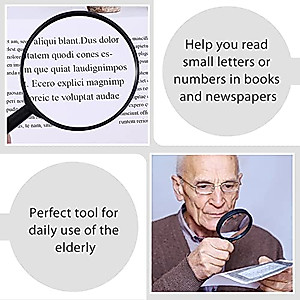 Feosky Handheld Reading Magnifier, 10X Magnifier, 75mm Glass Lens, Rubbery with Non-Slip Soft Handle for Seniors Reading and Kids Nature Exploration