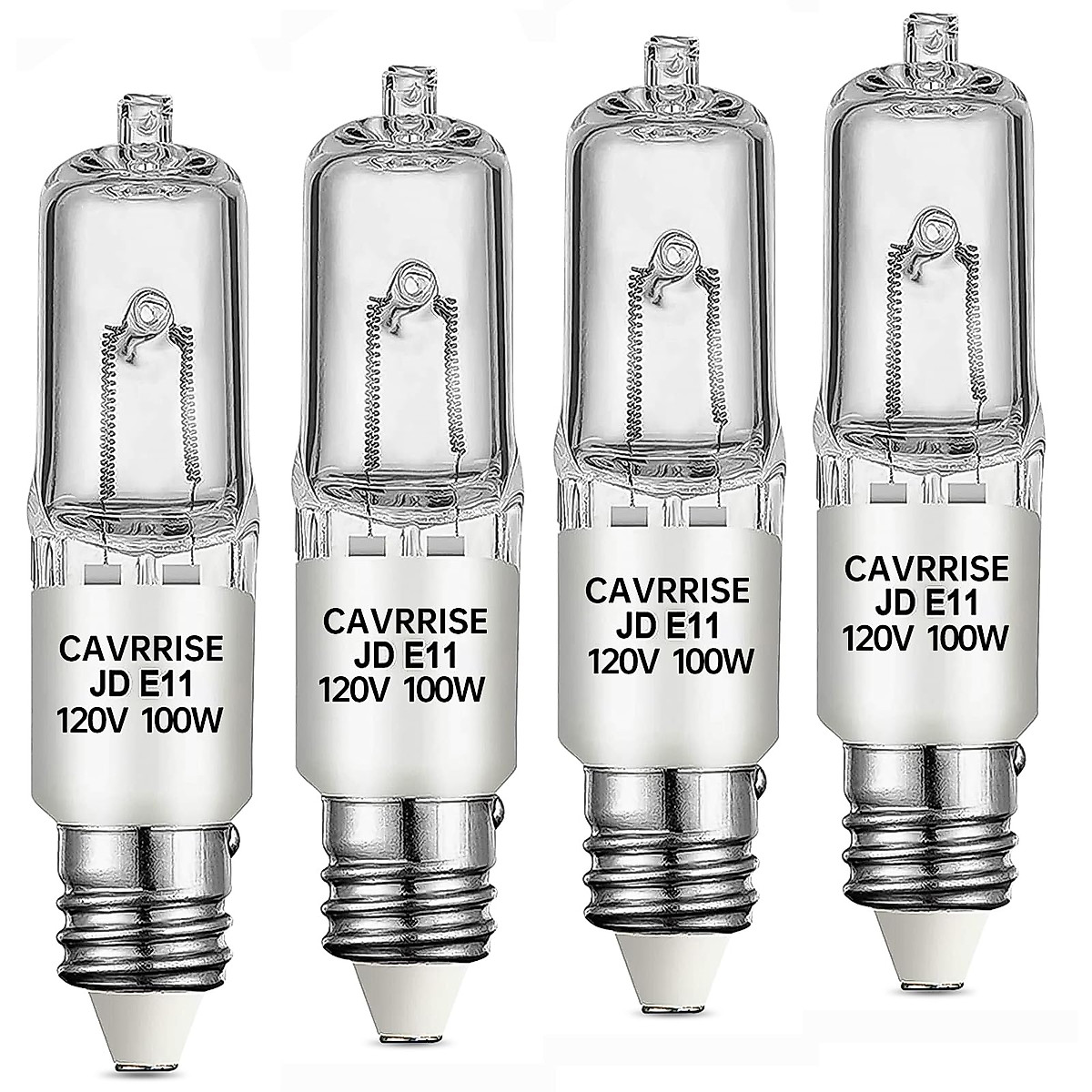 4-Pack JDE11 Bulb, 120V 100W Halogen Candelabra Bulbs, T4 Mini Base JD E11 Bulb, Dimmable 2700K Warm White, High Output, for Chandeliers, Ceiling Fans, Table Lamps, and More（Replacement E11 LED bulb）