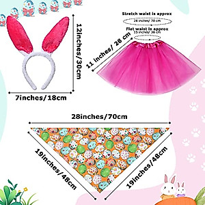 6 Pcs Dog Easter Costumes Set Include Dog Bunny Ears Dog Tutu Cute Dog Bandana Handcrafted Tutu Dog Costume for Easter Hunt Party Supplies Medium Large Dogs Cats Puppy Party Accessory