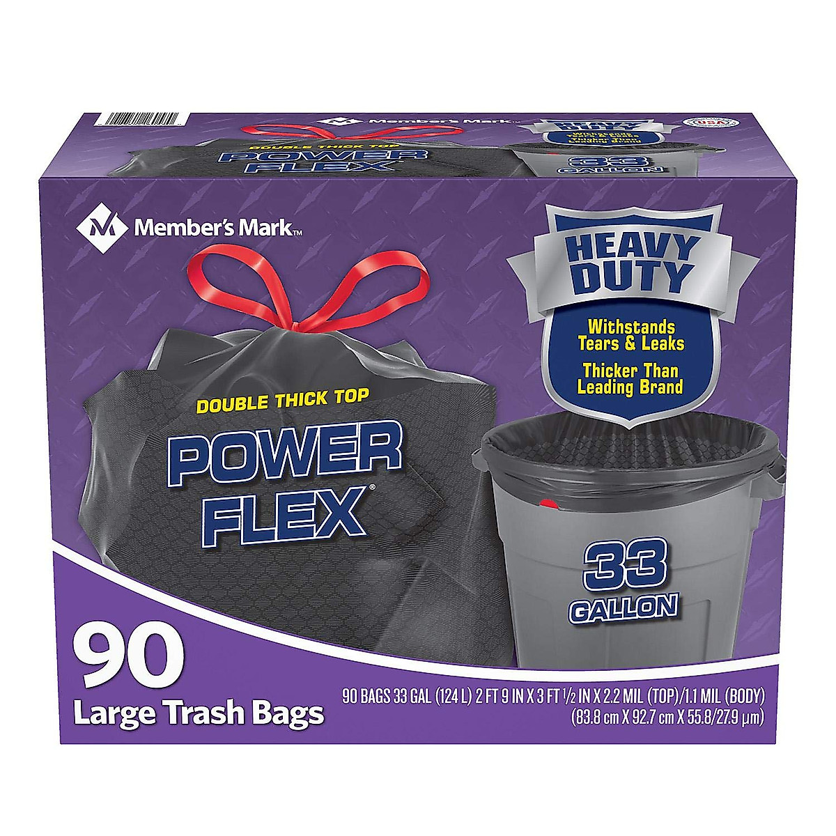 Member's Mark Power-Guard Drawstring Bags - 33 gal. - 90 Count (2 Pack)