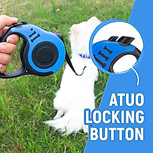 LIEVUIKEN Retractable Dog Leash Automatic Telescopic Tractor Dog Tape, Pet Tape 10/16 FT Durable and Convenient, with Non-Slip Handle, Suitable for Small and Medium-Sized Dogs Blue