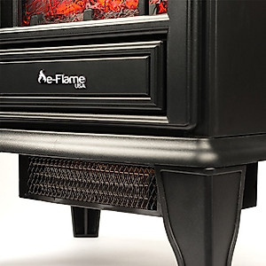 e-Flame USA Aspen Freestanding Electric Fireplace Stove - 3-D Log and Fire Effect (Black)