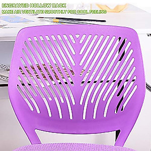 Geniqua Children Task Chair Lumbar Mid Back Adjustable Height Study Computer Chair with Mesh Seat Casters for Home Office, School, Purple
