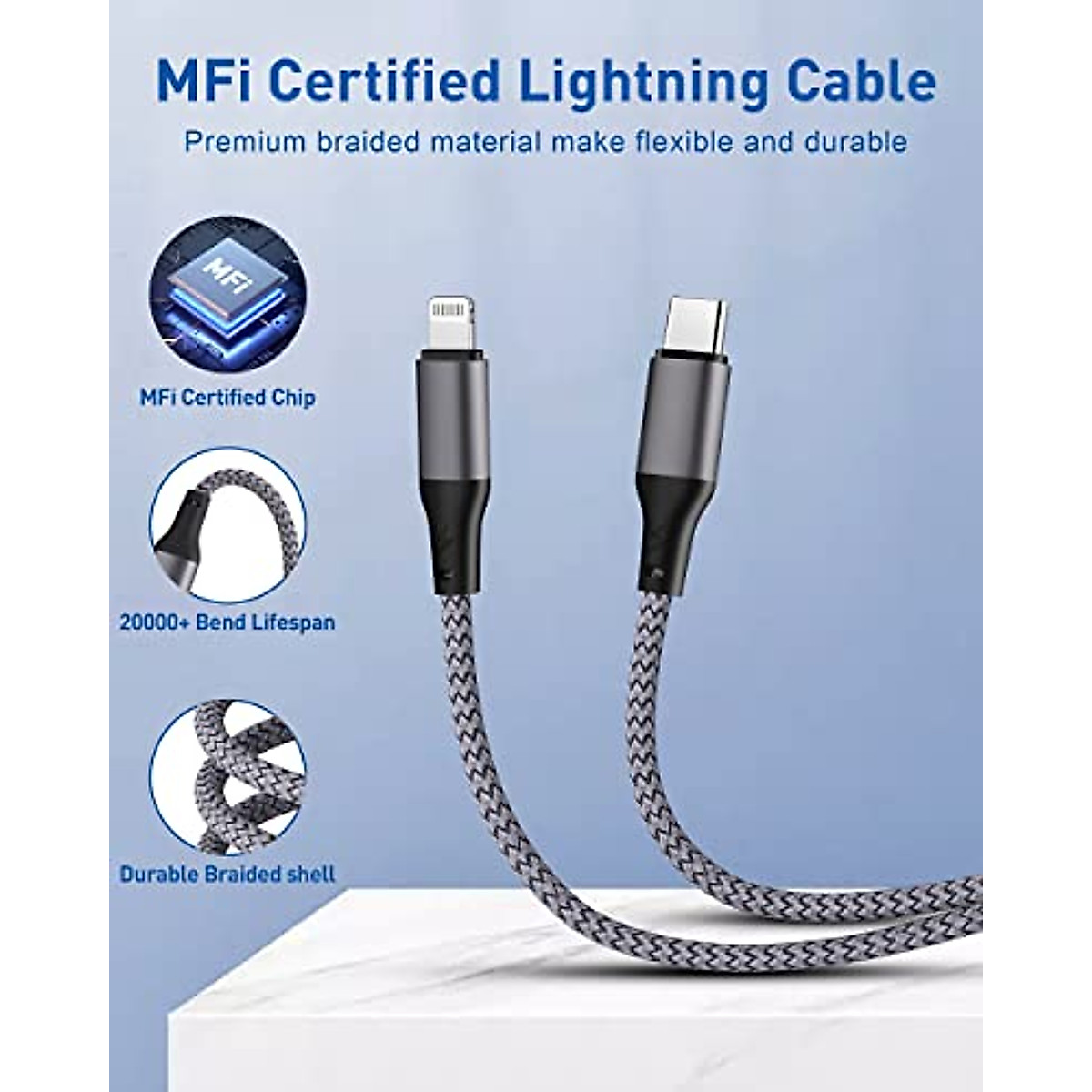 iPhone 14 13 12 Super Fast Charger [Apple MFi Certified], LUOSIKE 2-Pack 20W PD Fast USB C Wall Charger Block with 10FT Long USB C to Lightning Cable for iPhone 14 13 12 Pro Max Mini 11 XS XR X, iPad