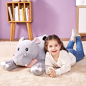IKASA Giant Hippo Stuffed Animal Plush Toy,Large Hippopotamus Cute 30" Jumbo Soft Toys,Huge Big Size Plushy Fluffy Fat Plushie,Gifts for Kids