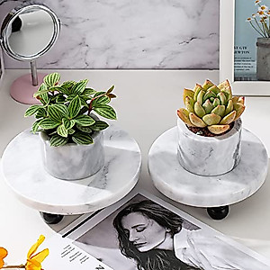 FasolaHome Decorative Marble Riser For Display, Cute Home, Bathroom, Kitchen Decor, Beautiful Marble Pedestal Stand Uniquely Displays Your Decorations, The Perfect Marble Tray to Add Some Beauty to Your House (Large-7inch)