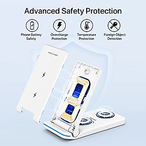 Wireless Charger, 3 in 1 Fast Charging Station, Folding Wireless Charger Stand for iPhone 14,13,12,11/Pro/Max/Mini/Plus, X,XR, XS/Max,SE, 8/Plus,Apple Watch 1-8,Airpods 3/2/Pro with 18W Adapter(White)