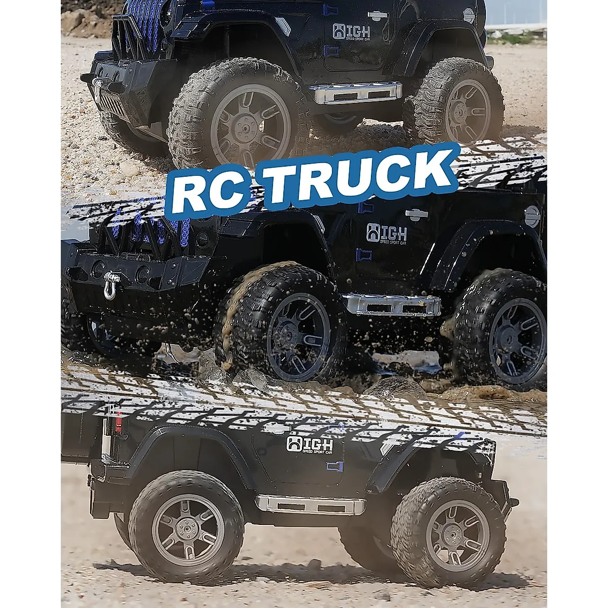 LYINSU Remote Control Car RC Racing Cars,1:18 Scale 2.4Ghz Auto Mode Rechargeable Rc Trucks,SUV Jeep Rc Cars Toys Gifts for Boys Kids Girls Teens (Black Remote Control car)