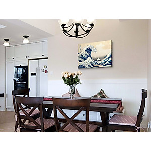 Niwo ART - The Great Wave off Kanagawa, by Katsushika Hokusai Reproduction - Giclee Wall Art for Home Decor, Gallery Wrapped, Stretched, Framed Ready to Hang (18"x12"x3/4")