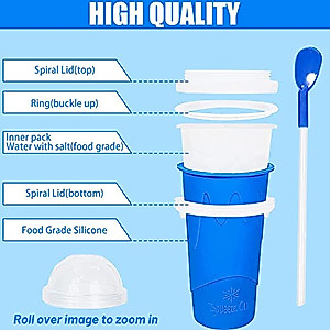 Slushie Maker Cup,Magic Quick Frozen Smoothies Cup,Portable Squeeze Cup Slushy Maker,Double Layer Squeeze Cup,DIY Homemade Smoothie Cups (Blue+Green)