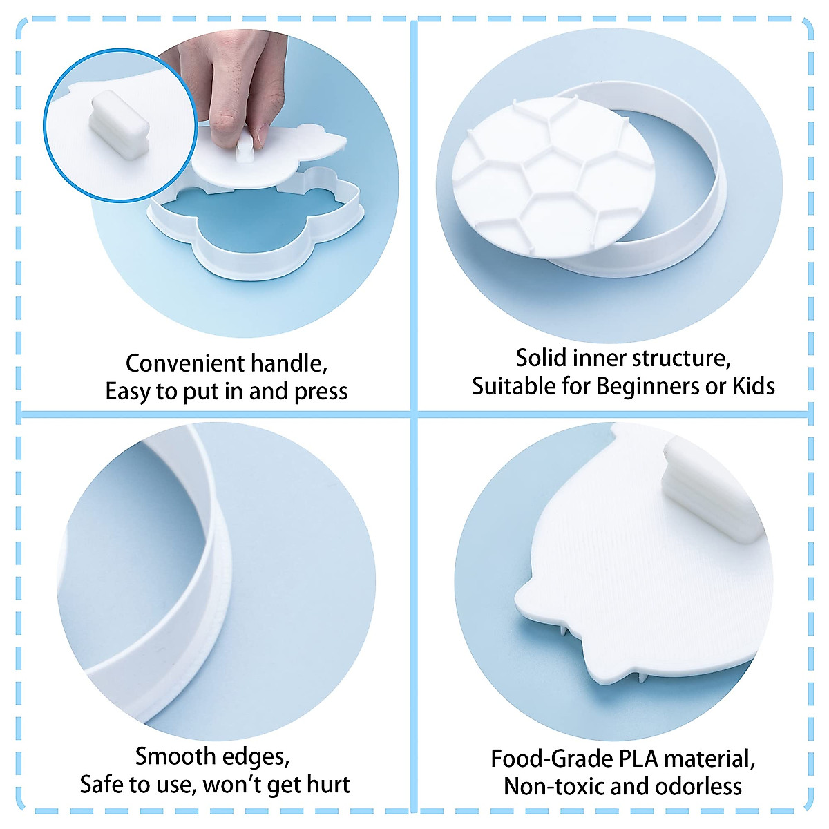 Mostop Soccer Cookie Cutter with Stampers, 3D Sports Cookie Cutter Set, Cake Decoration Tools Birthday Party Supplies Favors