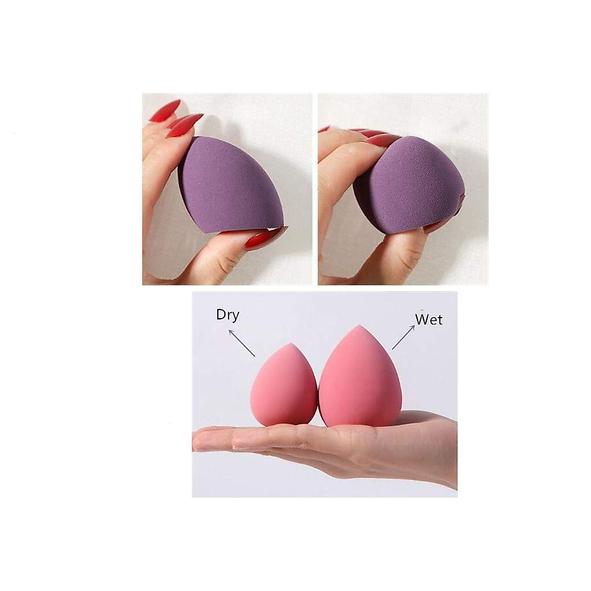 Sinen 4 Pcs Dry and Wet Use Makeup Sponge Set Blender Beauty Foundation Blending Sponge for Liquid, Cream, and Powder with Egg Holder Box