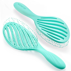 MR.GREEN Hollow Out Hair Brush Scalp Massage Combs Hair Styling Detangler Fast Blow Drying Detangling Tool For Wet Dry Curly Hair (Green)