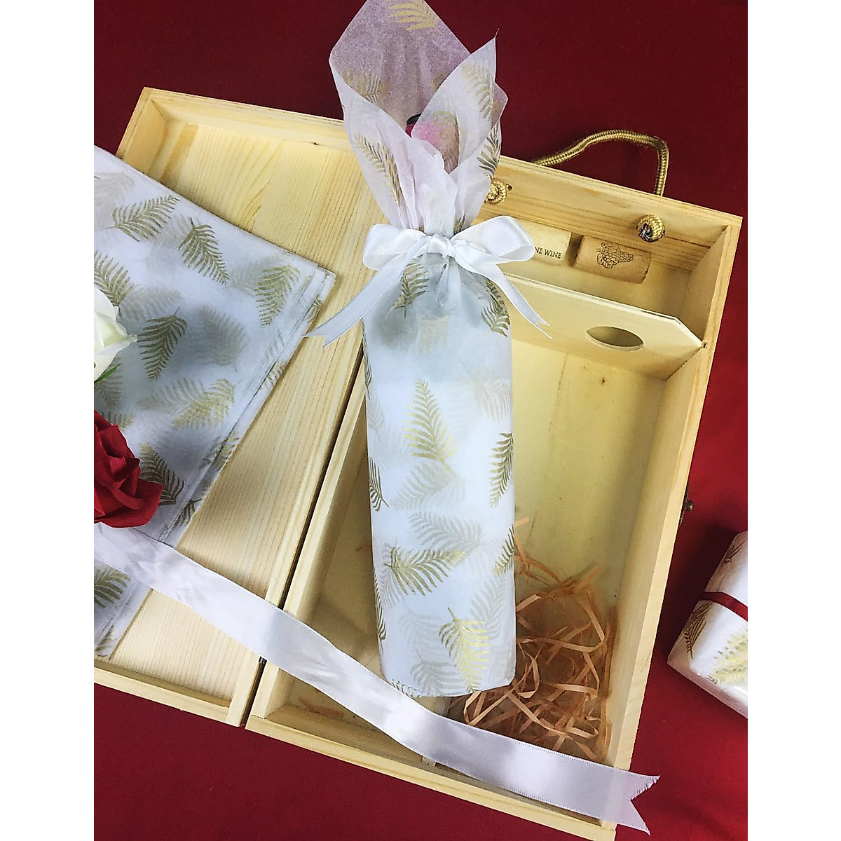 Bzumoot 50 Sheets Tissue Paper for Gift Bags 20 * 28 inches Gift Wrapping Paper for Gift Bags Gold Leaf Wrapping Gift Paper for Christmas Birthday Party Wedding Holiday Decorations DIY Craft