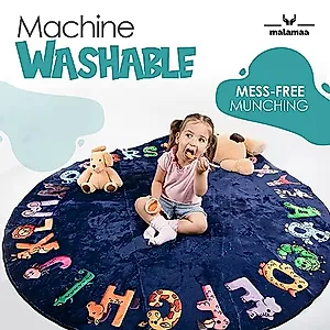 ABC Rug for Kids XL 6 ft, Toddlers and Baby - Use in Nursery and Classroom to learn the alphabet - Nursery Rug, Alphabet Rug, Kids Rugs for Playroom, Rugs for Classroom, Play Rug (Circle Blue)