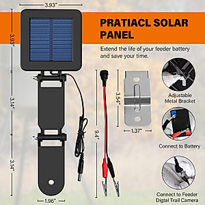 6V Solar Panel for Deer Feeder, Efficient Solar Panel Charger w/Adjustable Mounting Bracket & Alligator Clips, 6V Solar Panel Compatible with Game Feeder Timer & 6V Rechargeable Batteries