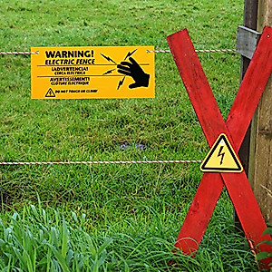 8 Pieces Electric Fence Warning Signs 10 x 4 Inch Plastic Electric Fence Safe Signs Caution Warning Sign for Danger Electric Fence Sign Farm Home