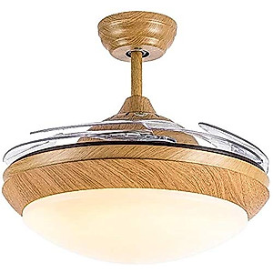 Fashionable chandelier Retro modern industrial chandelier/LED Invisible Ceiling Fans with Lamp,Wood Fan Lights Remote Control Chandelier with Electric Fan Lighting for Bedroom and Restaurant,Whiteligh