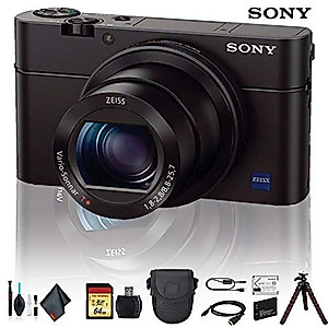 Sony Cyber-Shot DSC-RX100 IV Camera DSCRX100M4/B with Soft Bag, Tripod, Additional Battery, 64GB Memory Card, Card Reader, Plus Essential Accessories