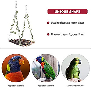 POPETPOP Bird Swing Perch Parrot Cage Hanging Toy Wooden Parrot Toy Wooden Cage Hammock Stands for Parakeets Cockatiels Conures Macaws Finches Accessory