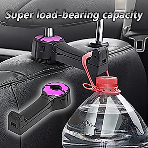 2 Pack of Upgraded 2 in 1 Car Seat Hooks 360 ° Rotation, with Cell Phone Holder, Hidden Seat Hooks, Can Hang Handbags, Purse, Toys, Groceries, Hook (2pcs-Purple)