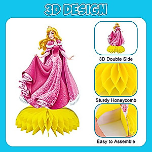 14 Pieces Princess Themed Party Decorations, Princess Honeycomb Centerpieces 3D Double Sided Table Cake Toppers Decorations Birthday Party Supplies for Kids Girls Baby Shower