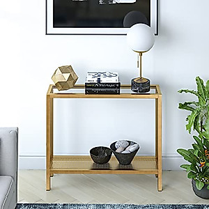 Henn&Hart 36" Wide Rectangular Console Table in Brass, Entryway Table, Accent Table for Living Room, Hallway