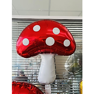 3PCS 31'' Mushroom foil balloons. Mushroom decor- Alice in Wonderland theme party decoration, Mushroom birthday party supplier. baby shower, wedding, forest plant party decorations.
