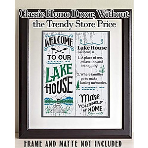 Welcome To Our Lake House Definition - Great Lake House Decor, Lake Life Art Print, Lake Decorations for Summer Home, Cabin Decoration Gift, 11x14 Unframed Typography Wood Style Art Print Poster